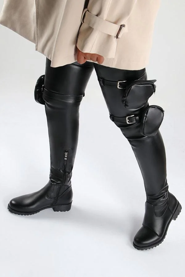 Personality Pockets Block Platform Boots