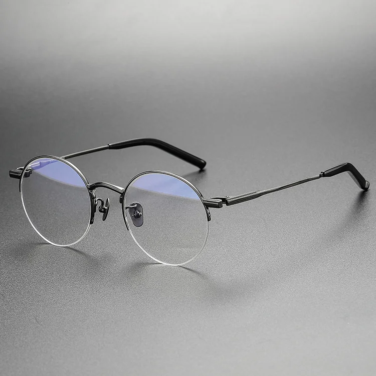 High Quality Half Rim Glasses Frames Men Pure Titanium Retro Round ...