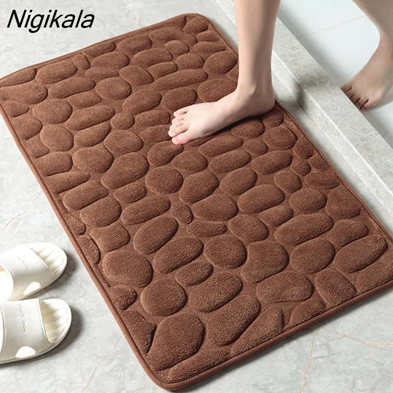 Nigikala Embossed Bathroom Bath Mat Non-slip Carpets In Wash Basin ...