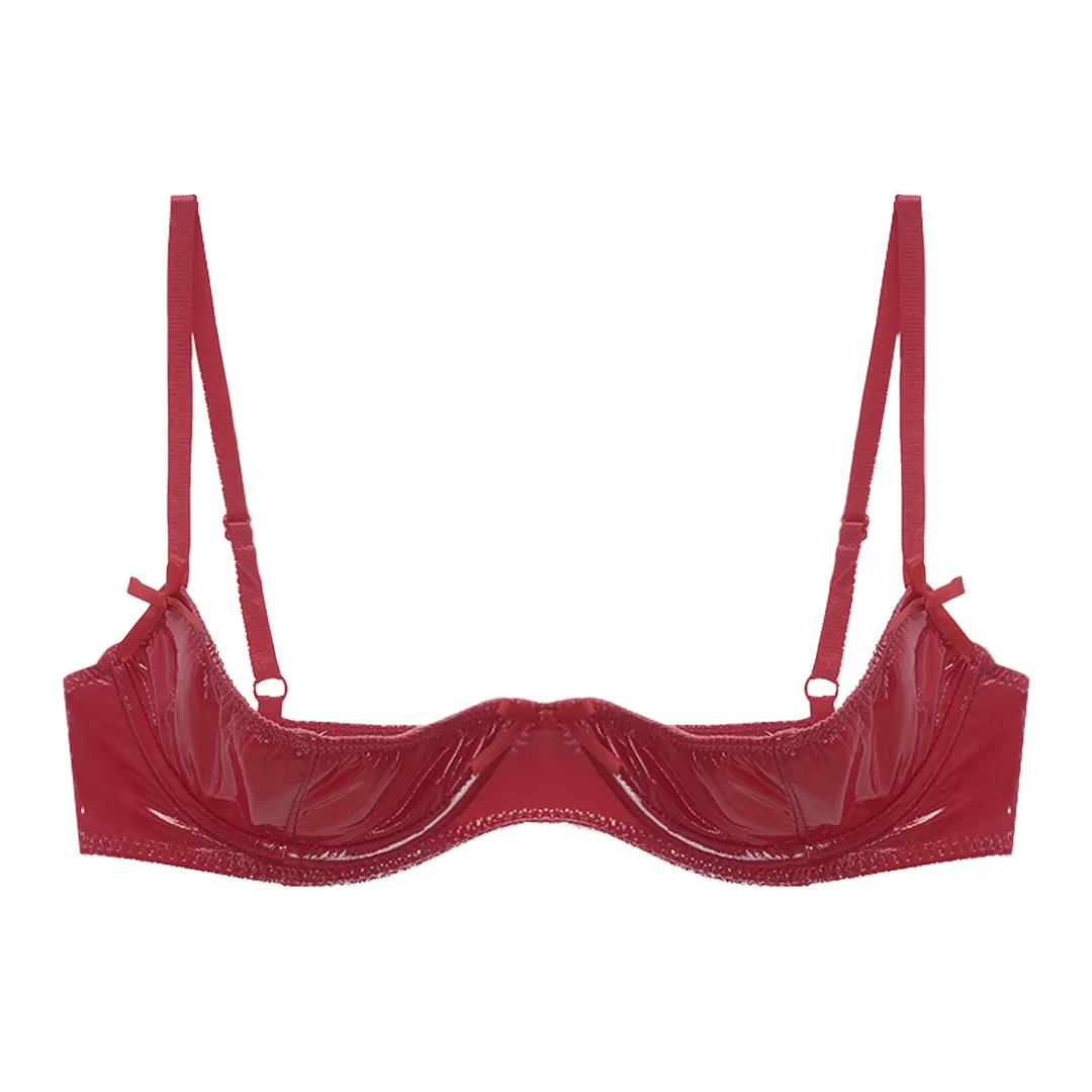Uaang Womens Lingerie Glossy Patent Leather Underwired Design Bra ...