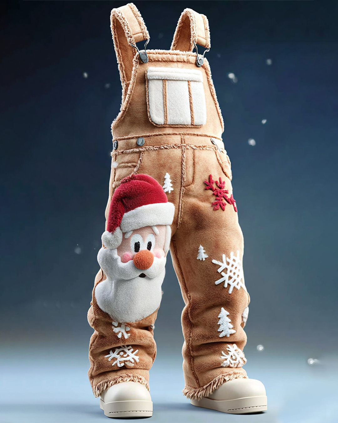 Men's Christmas-Themed Contrast-Color Embroidered Overalls5473