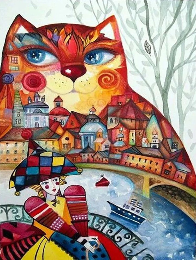 DIY Painting By Numbers | Abstract Cat - 40*50cm