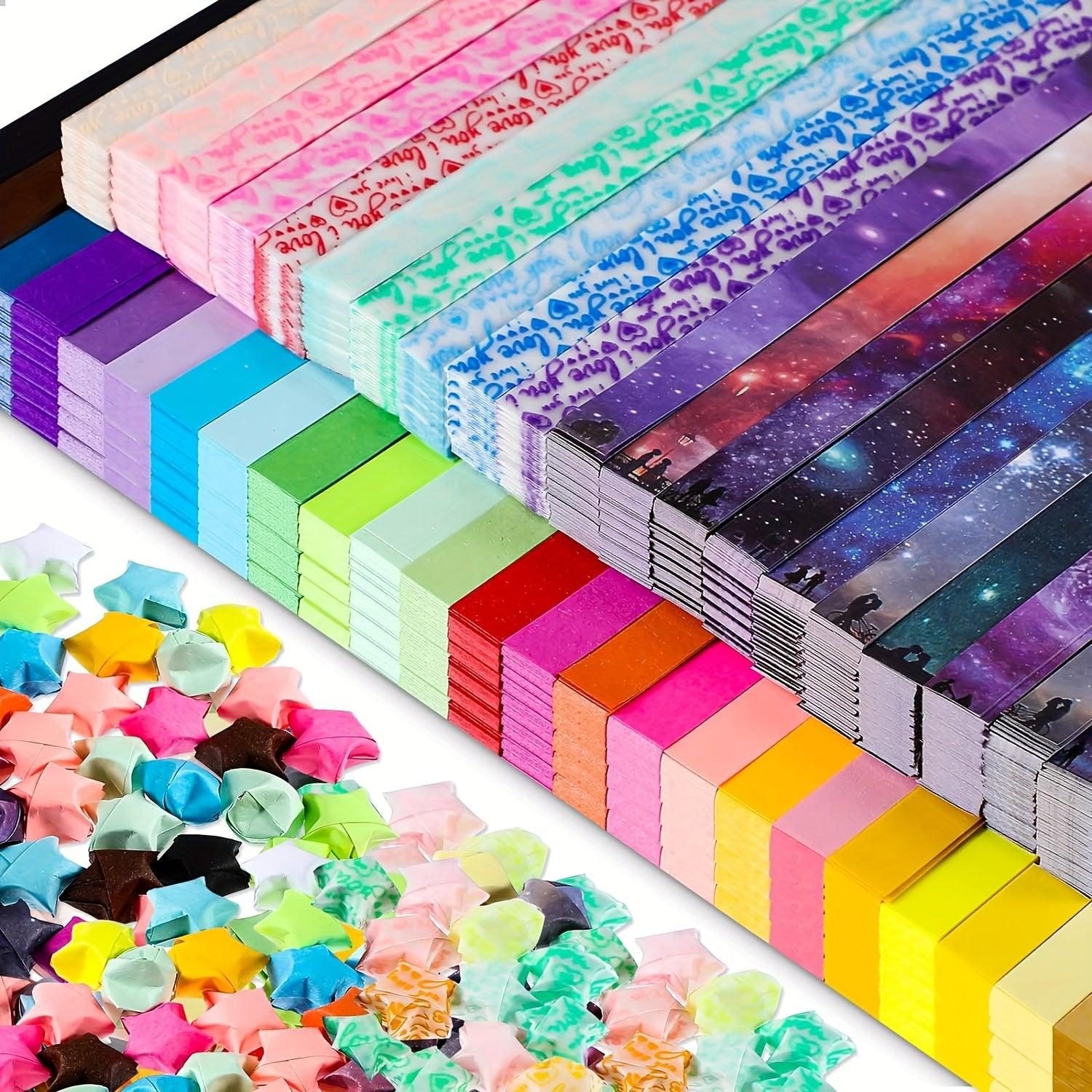 2000 Sheet Origami Star Strips Kit / 27 Glowing Colors for DIY Star Folding