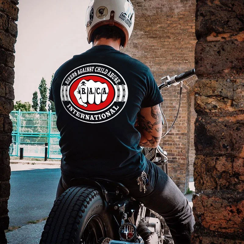 B.A.C.A. BIKERS AGAINST CHILD ABUSE Black Print T-Shirt