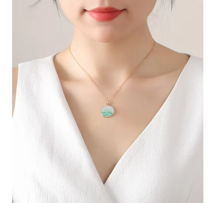 High Standard 18K Gold-Plated Jade Pendant Necklace with Auspicious ...