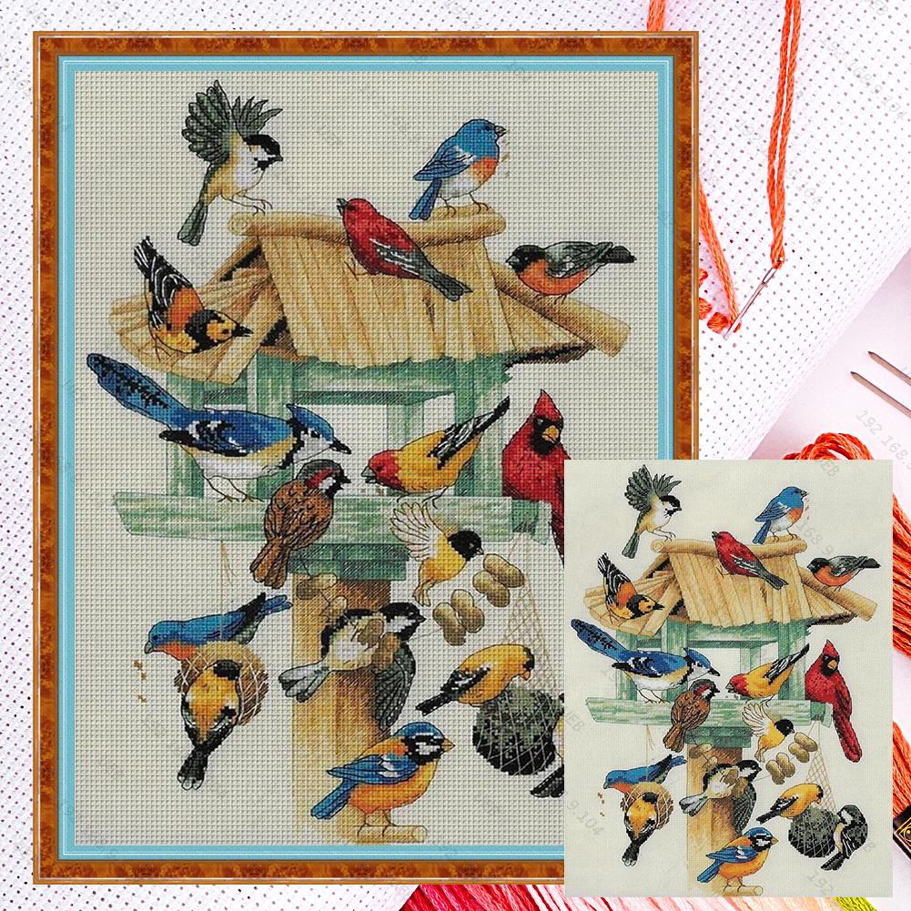 14CT Full Counted Cross Stitch - Bird House (30*40CM) Decoration ...