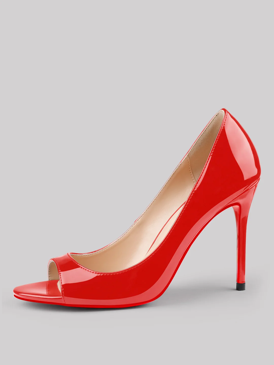 100mm Women's Open Toe Sandals Red Bottom Stiletto Heels Rounded Toe Pumps