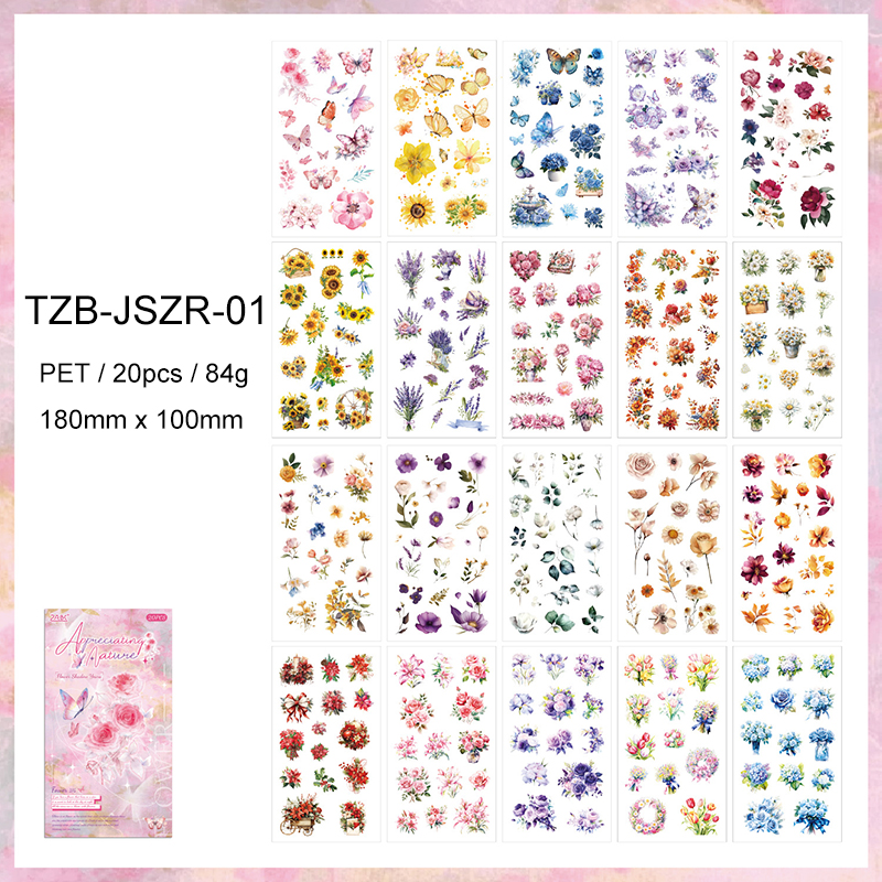 Appreciating Nature Series Vintage Plant Flower Landscape PET Sticker Book