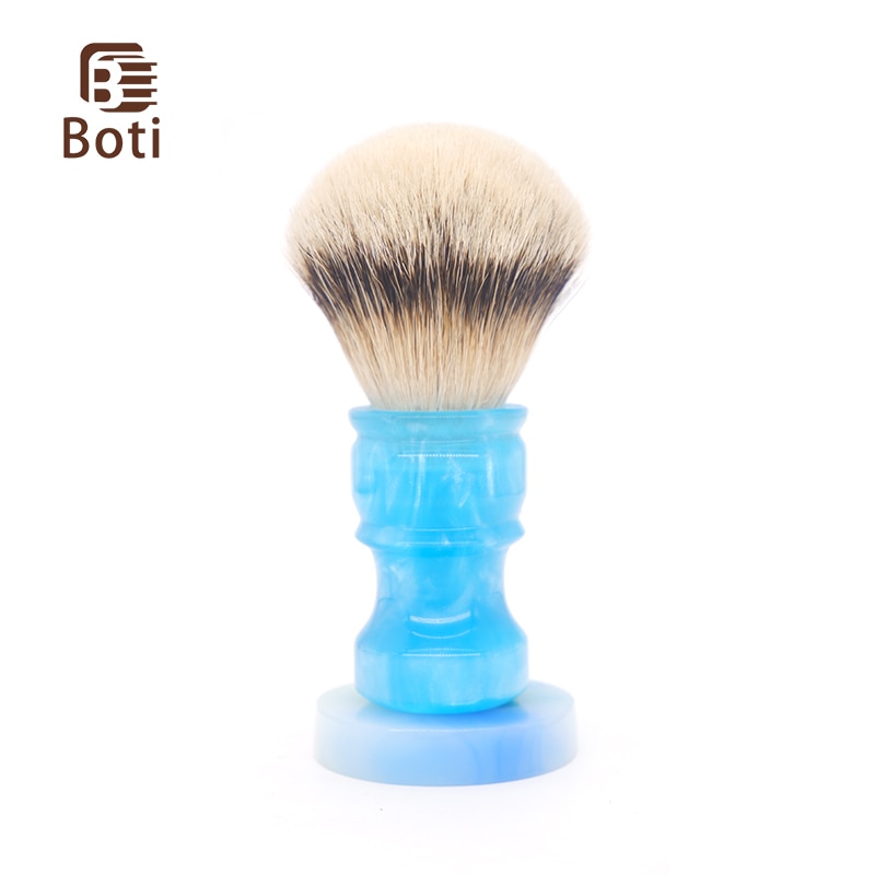 Boti Brush-Bule Resin Handle and Bulb Shape Leader Silvertip Badger ...
