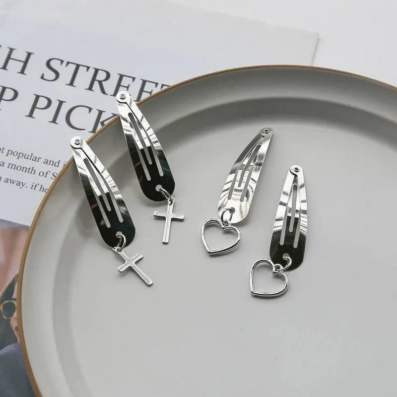 HEART CROSS HAIR CLIP SET (4 PCS)