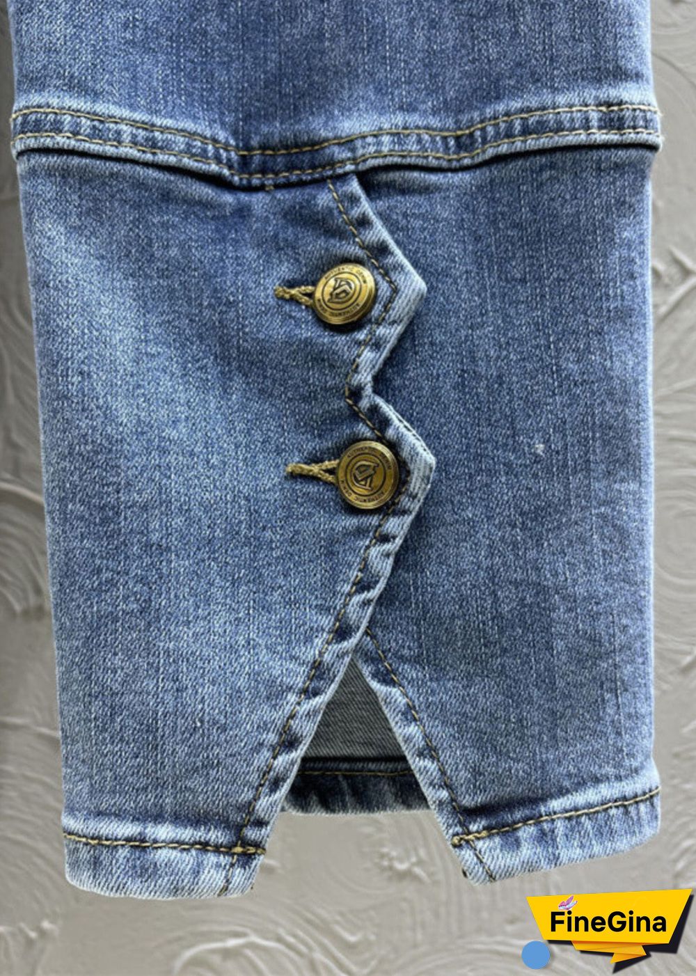 FineGina DIY Denim Blue High Waist Sashes Crop Pants Summer