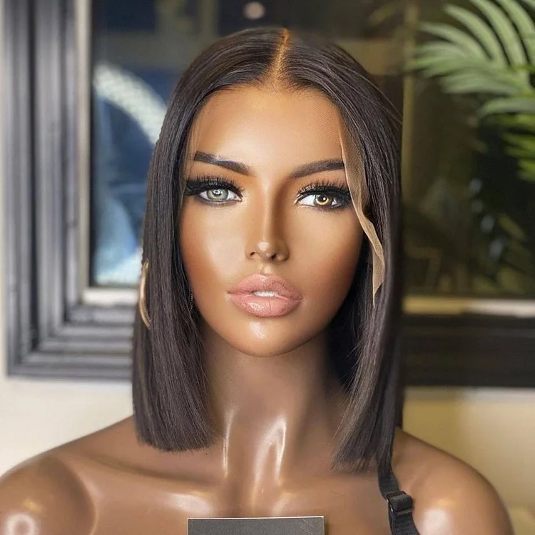 200% Sleek Straight 13X4 Lace Front Human Hair Bob Wig