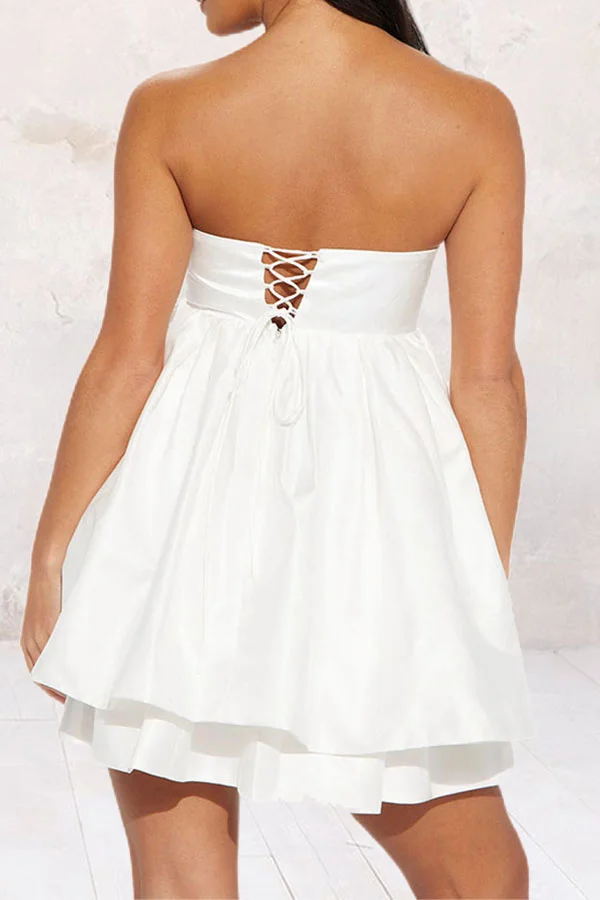 Solid Color Girly Layered Ruffle Mini Dress