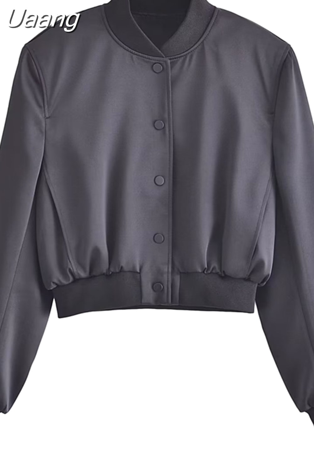 Uaang Black Jacket Women Chic Lady Elegant Cropped Bomber Jackets High ...