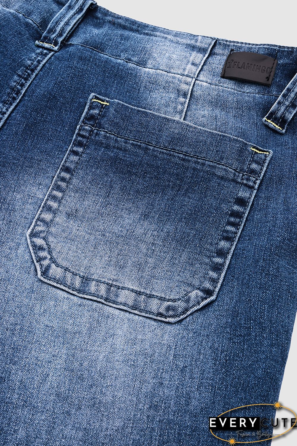 Slant Pocket Button Detail Low Waist Flare Jeans