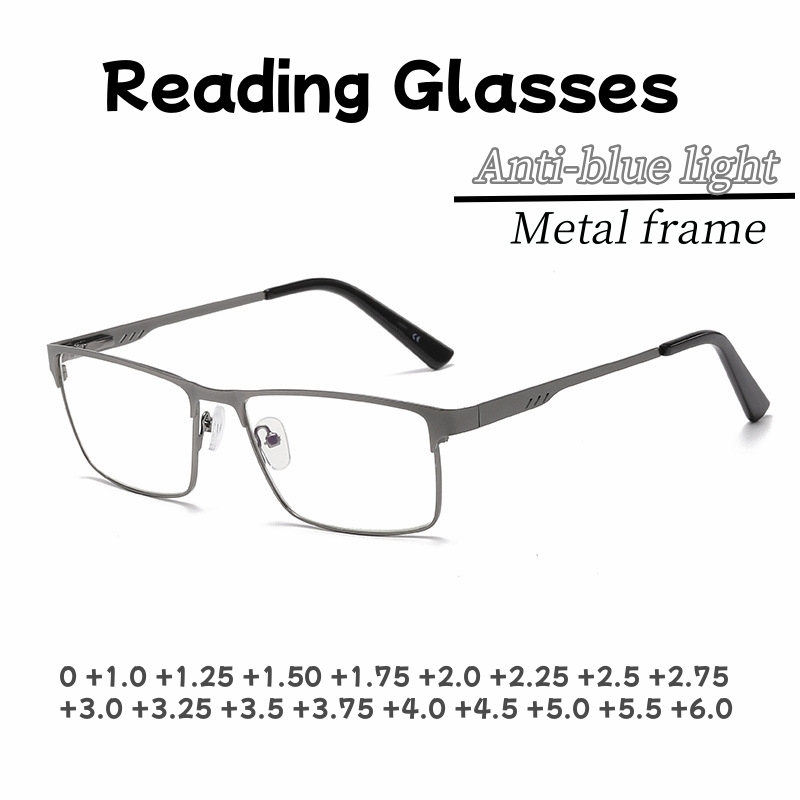 Square Metal Large Frame Reading Presbyopia Glasses for Men Women ...