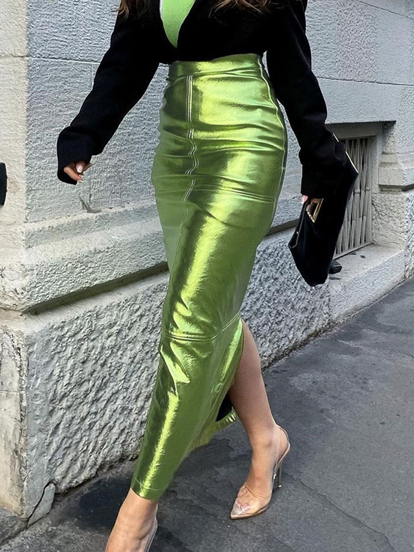 Elegant High-Waisted H-Line Split-Joint Skirts