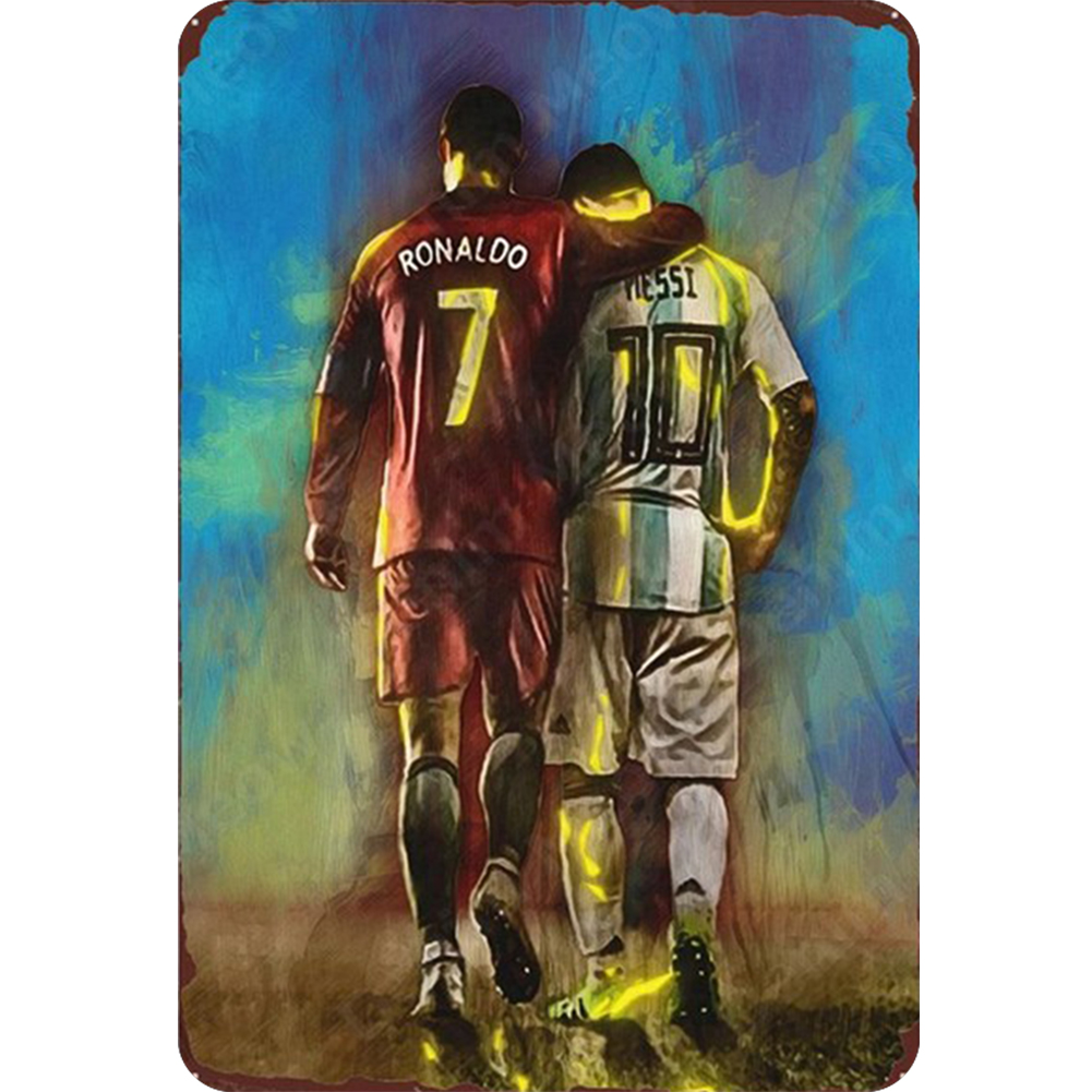 20*30cm/30*40cm - Messi and Ronaldo - Metal Tin Signs