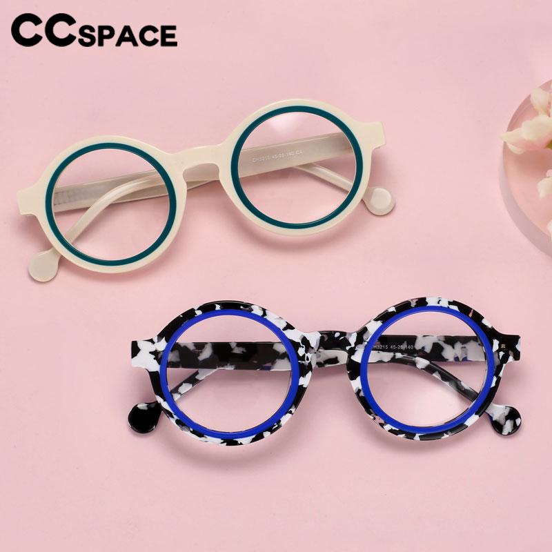 56559 Women Acetate Optical Spectacle Frame Two Color Splicing Round ...