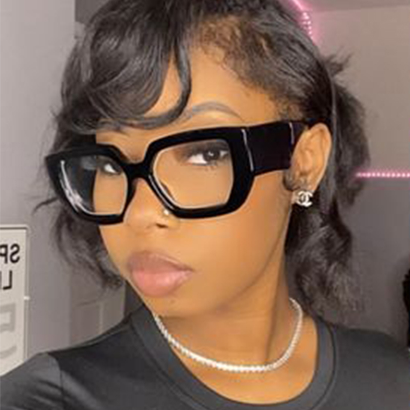 2022 Black Big Frame Women Glasses Frames Luxury Square Transparent ...