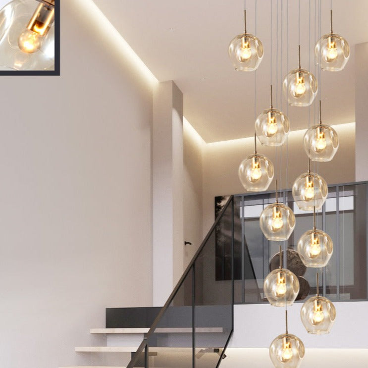 LED Duplex Staircase Chandelier Villa Hotel Revolving Living Room ...