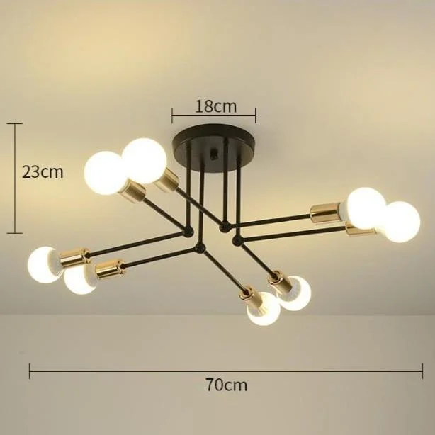 Nordic Creative Iron Ceiling Lamp 6 Head 8 Head Iron Pole Bedroom Lamp ...