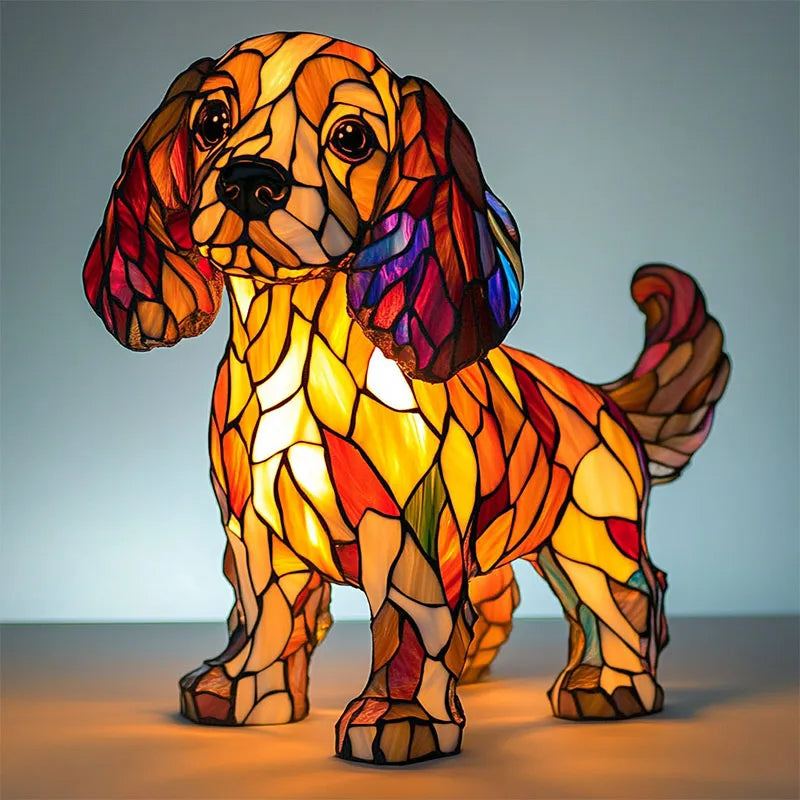 Beagle Stained Resin Art Lamp