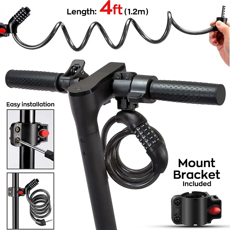 Scooter Lock Cable Bicycle Combination Locks Coiled Chain Lock Basic ...