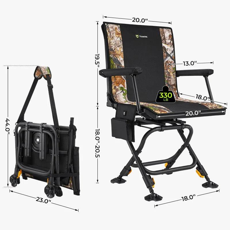 Heated Hunting Chair Adjustable Height 360° Swivel Blind Chair with ...