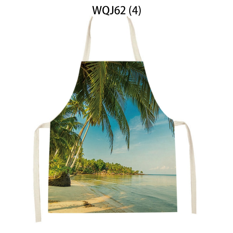Linen Kitchen Apron - Waterfall beach scenery