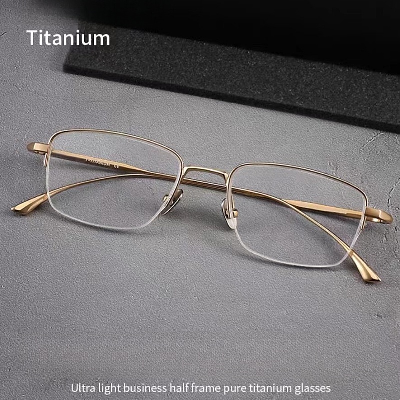 F·DRACON Pure Titanium Business Half Frame Square Women's Glasses Frame ...