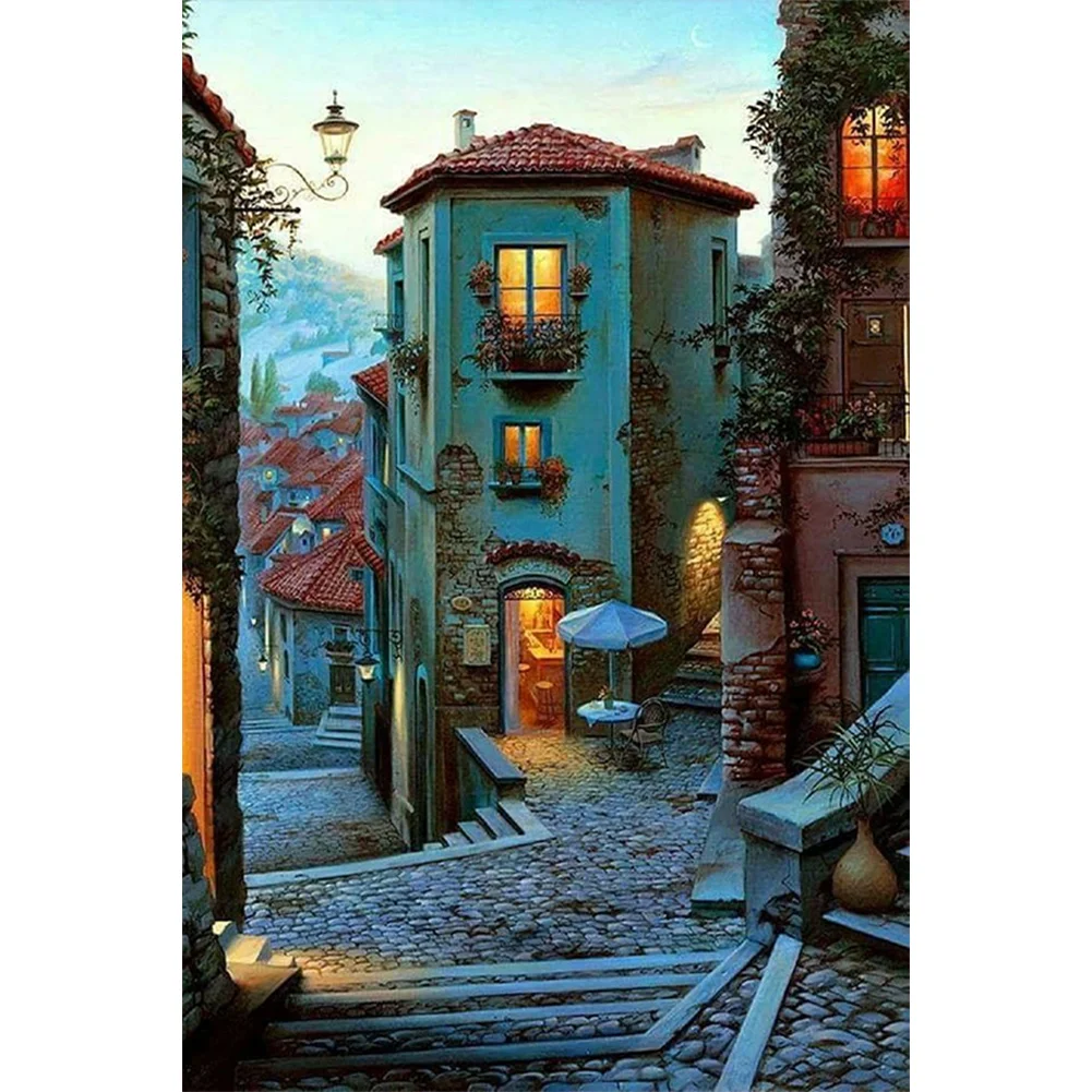 City Street View (canvas) full round or square drill diamond painting