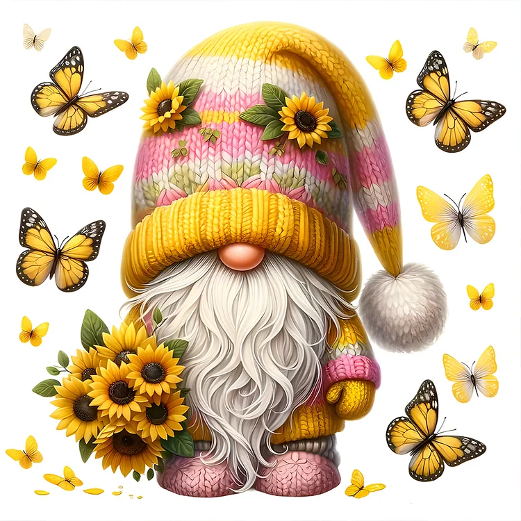 Sunflower Gnome 30*30CM (Canvas) Full Round Drill Diamond Painting