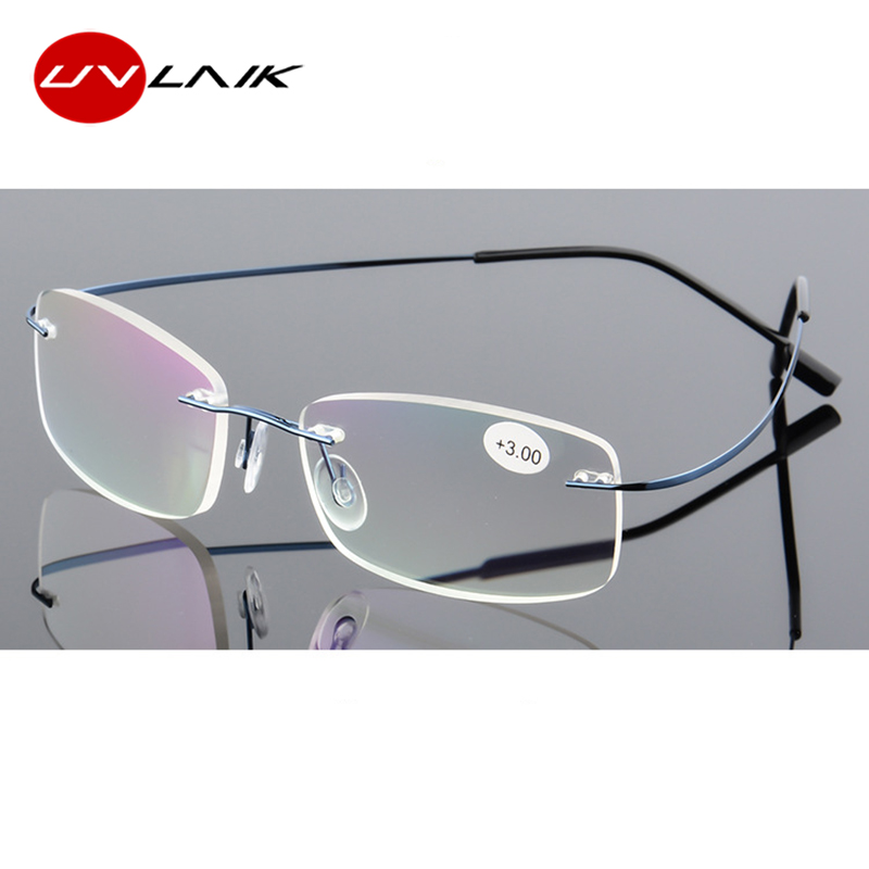 UVLAIK Frameless Titanium Alloy Reading Glasse Super Elastic Ultralight ...