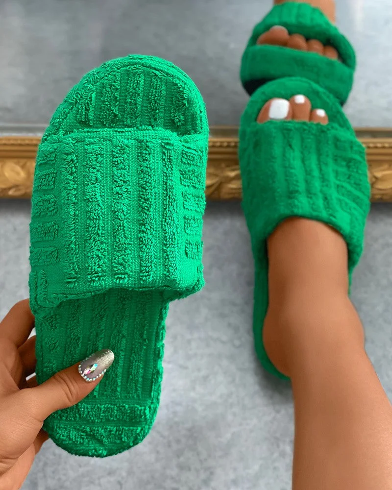 Round Toe Fluffy Slide Slipper