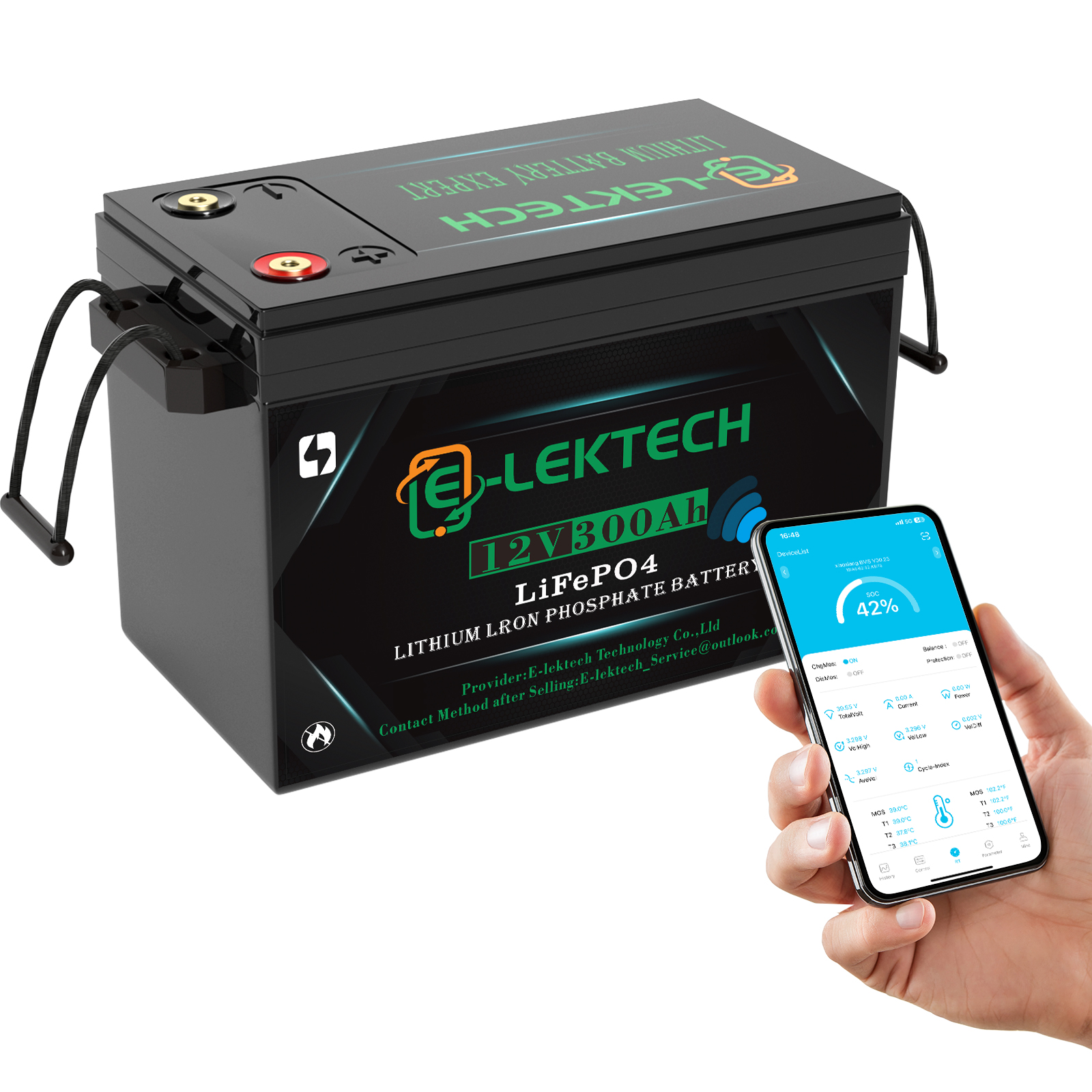 12V 300Ah LiFePO4 Lithium Battery with Bluetooth