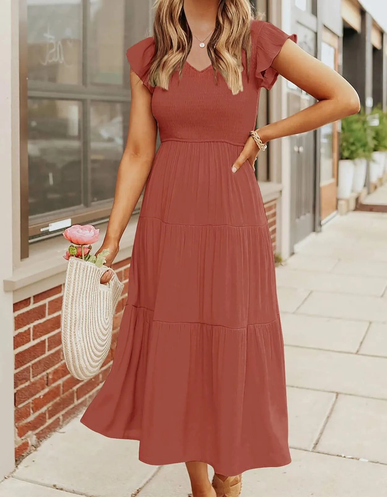 WOMEN'S SUMMER CASUAL FLUTTER SHORT MIDI DRESS 🔥