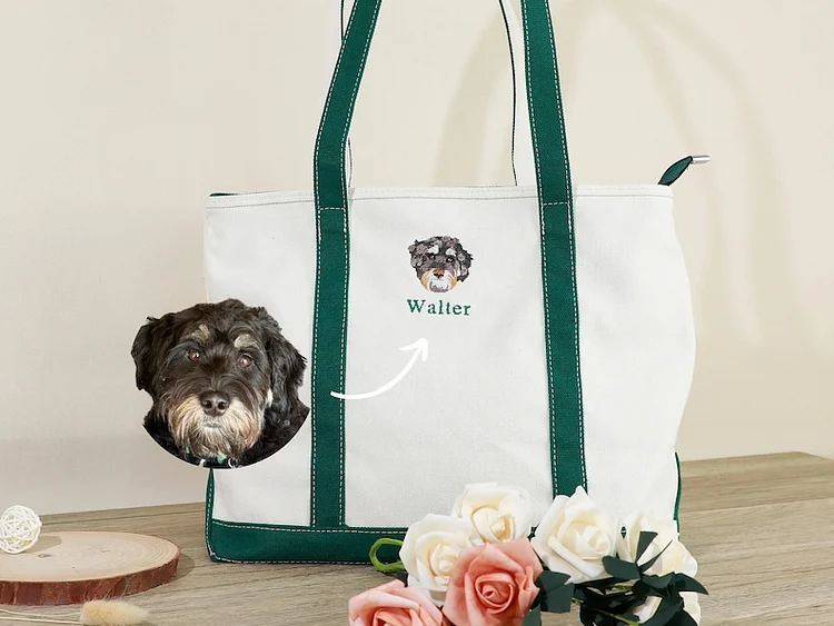 Custom Embroidered Pet Tote Bag – Personalized Dog or Cat Boat Tote ...