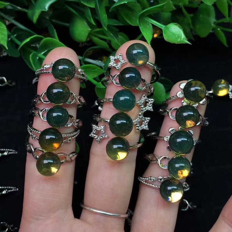 Natural Blue Amber Ring KERENTILA