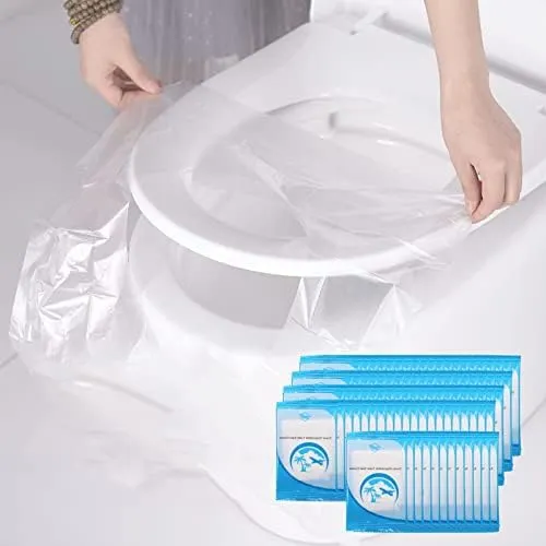 50 PCS Transparent Disposable Toilet Pads Travel Portable Toilet Covers
