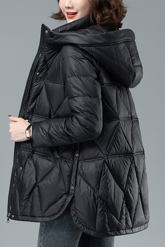 Luxury Black Hooded Thick Long Down Jackets