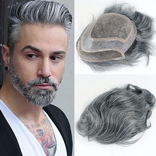 A1A3F Men Toupee Mono Lace With PU Human Hair Systems