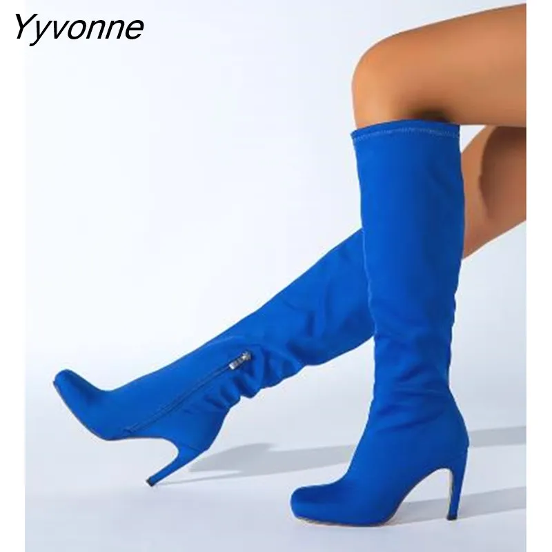 Yyvonne Women Boots High Heels Back Zip Female Shoes Zipper Boots-Women ...