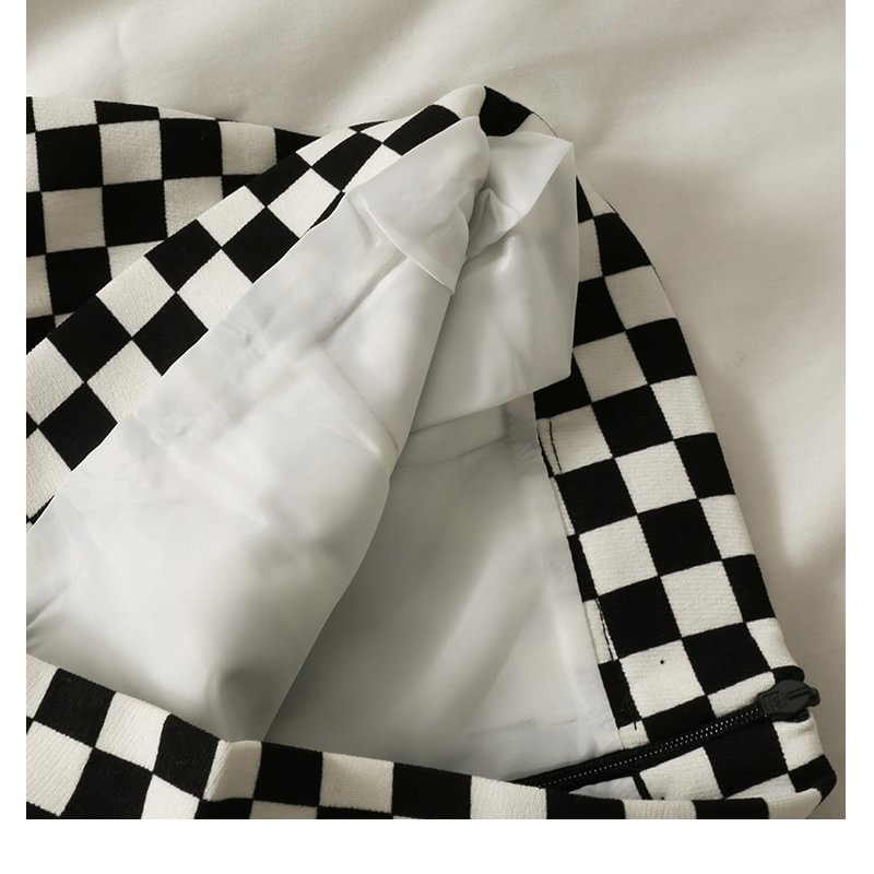 RETRO CHECKERBOARD A-LINE SKIRT