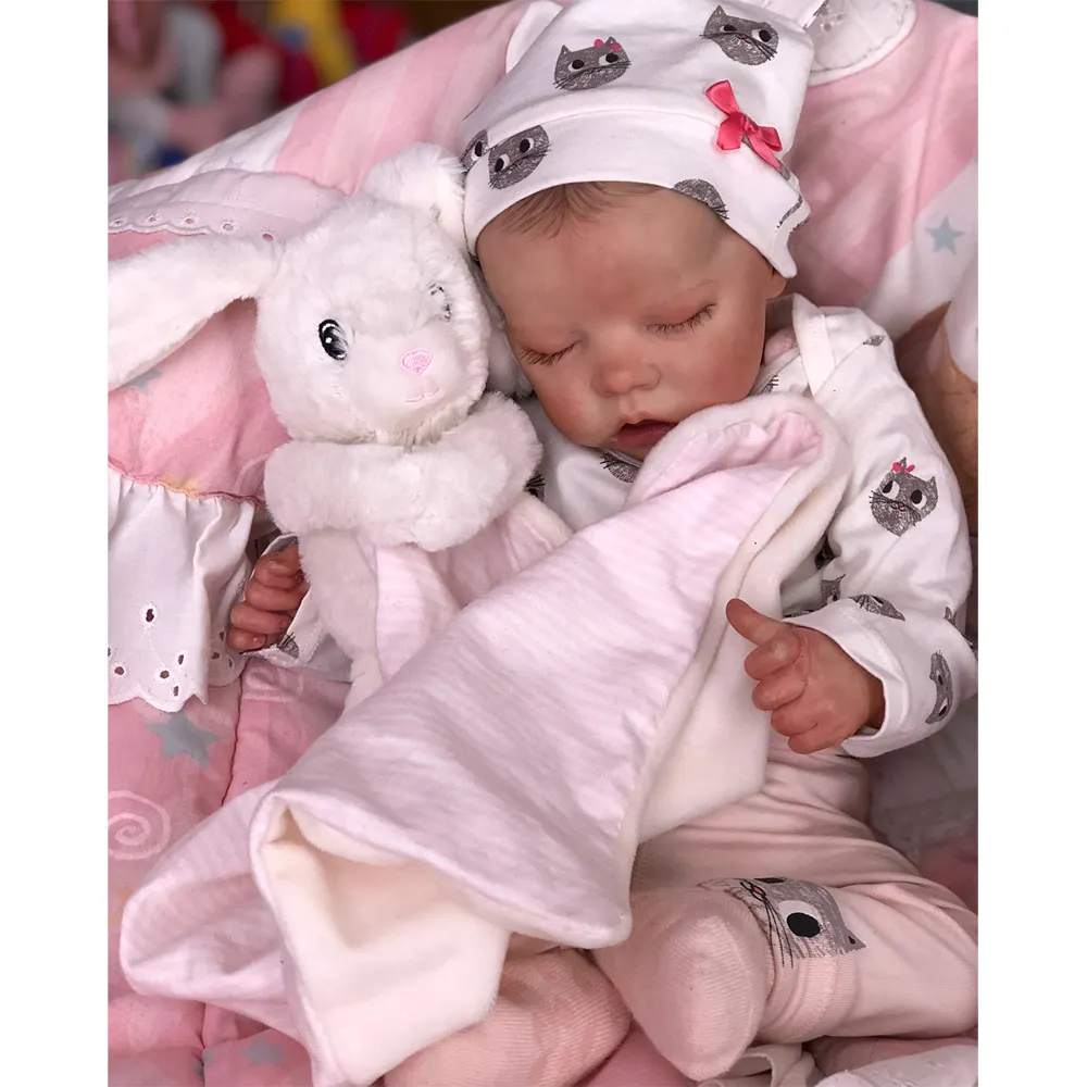 [New Series!]12” Asleep Newborn Hand-painted Hair Girl Handmade Soft ...
