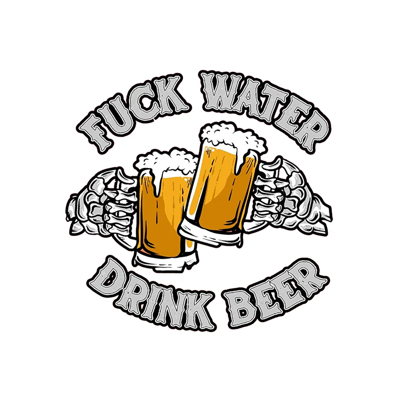 MOTOSUNNY FUCK WATER DRINK BEER Cheerful Time Graphic Black Print T-shirt