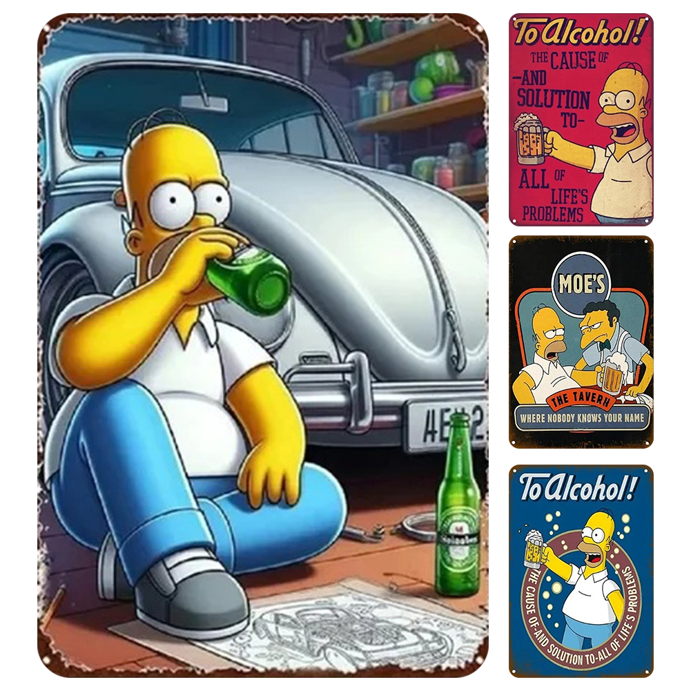 [US Local Warehouse]4PCS The Simpsons - Metal Tin Signs(12*16Inch)