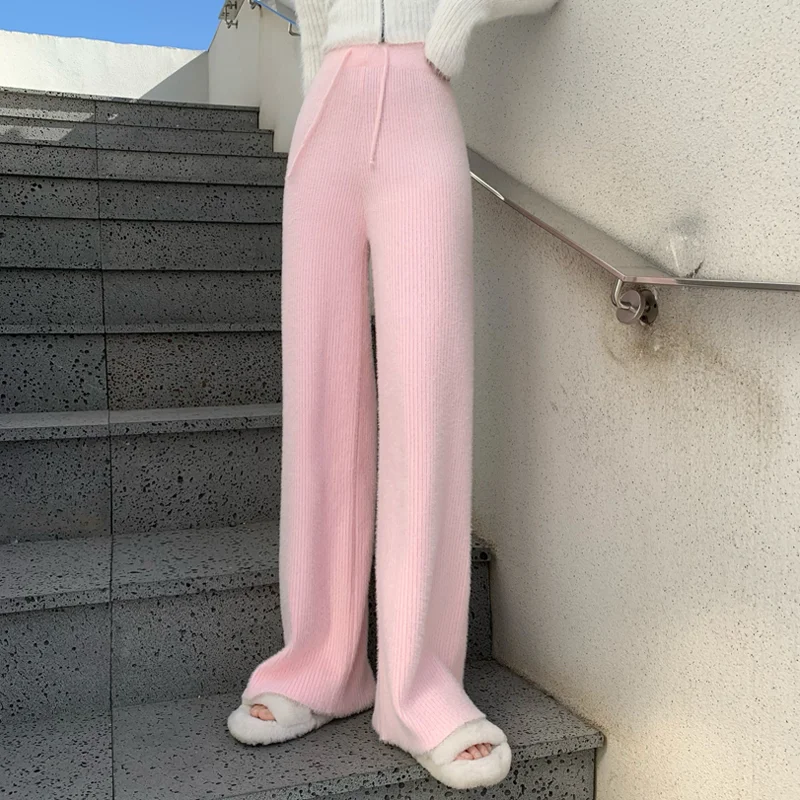 MINK FLEECE HIGH WAIST KNIT PANTS