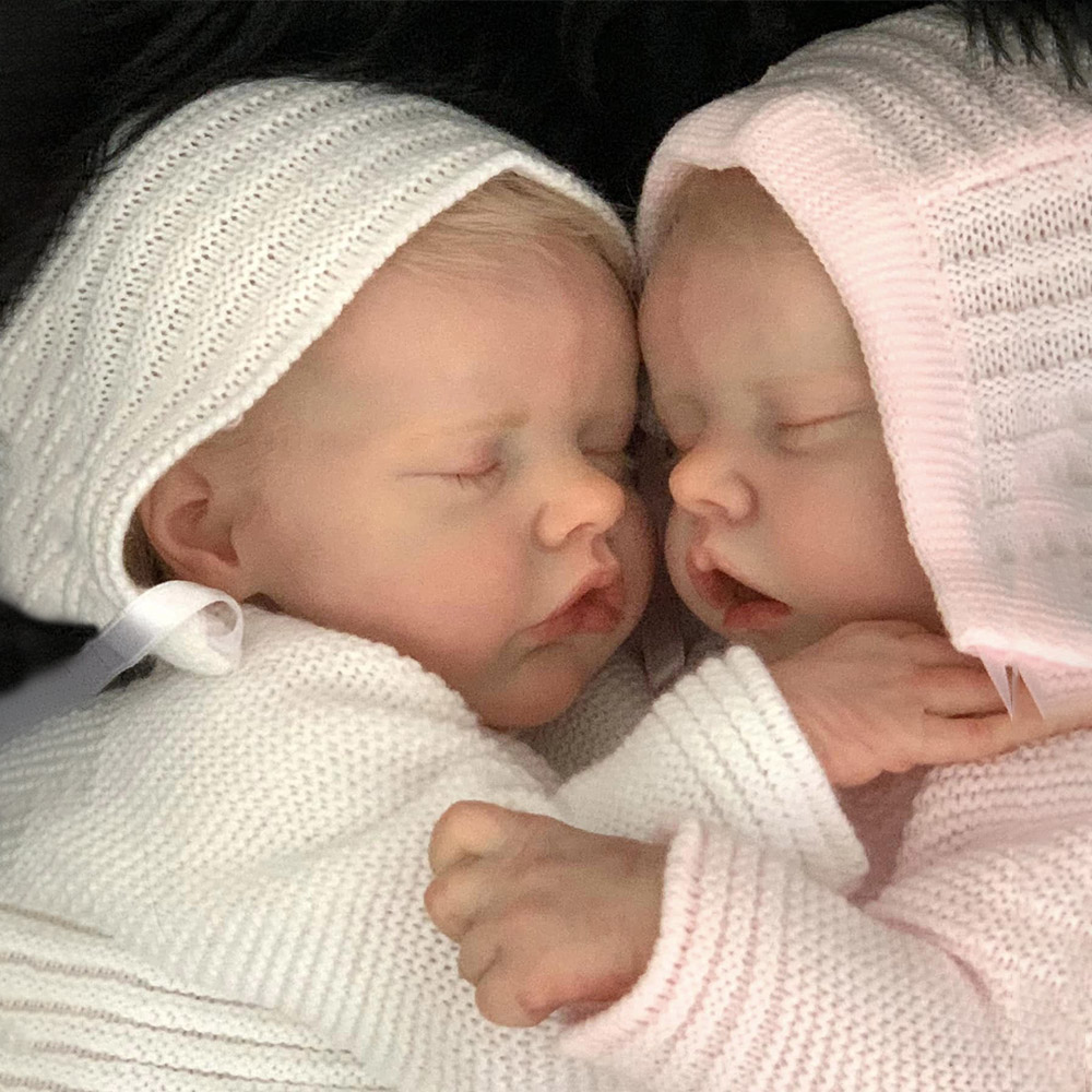 17" Bancy and Tucy Twins Girls Touch Real Reborn Newborn Baby Doll with ...