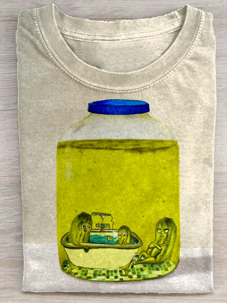 Pickle Family Bathtub Surreal Bottle Life T-shirt